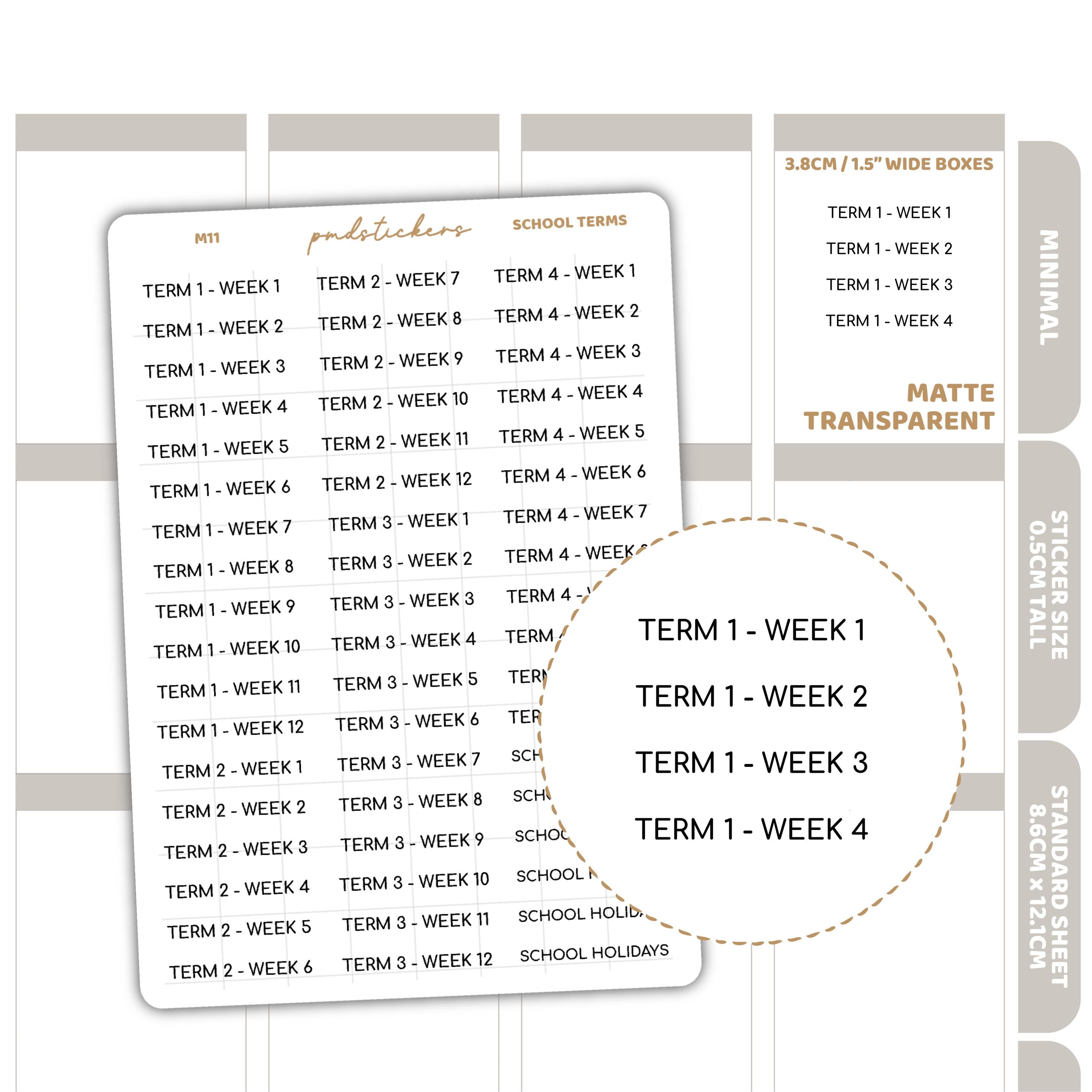 School Terms Minimal Font Stickers | Minimal Planner Stickers | M11 ...